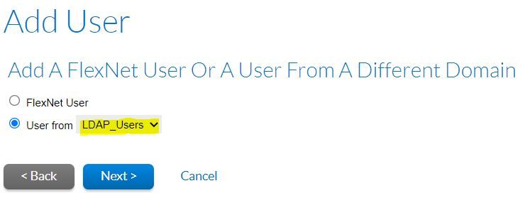 How to add Customer user from LDAP domain in Flexnet Operations onprem setup