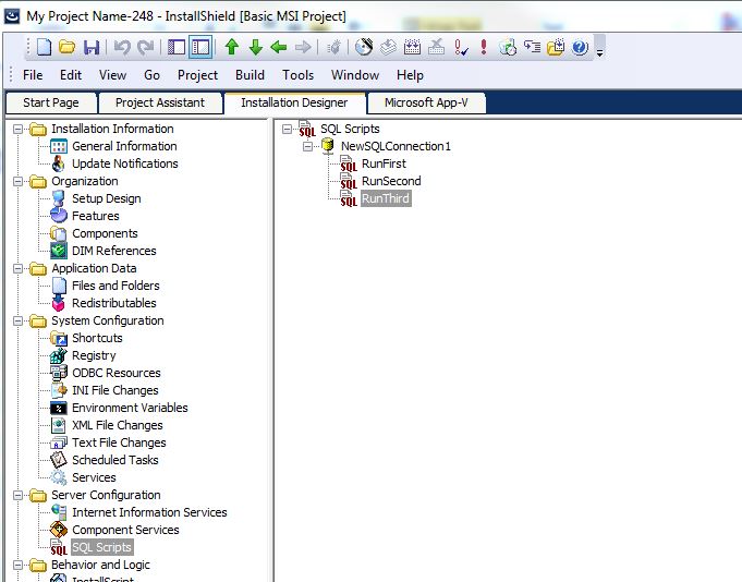 How do I order the SQL script generated by Installshield to input data ...