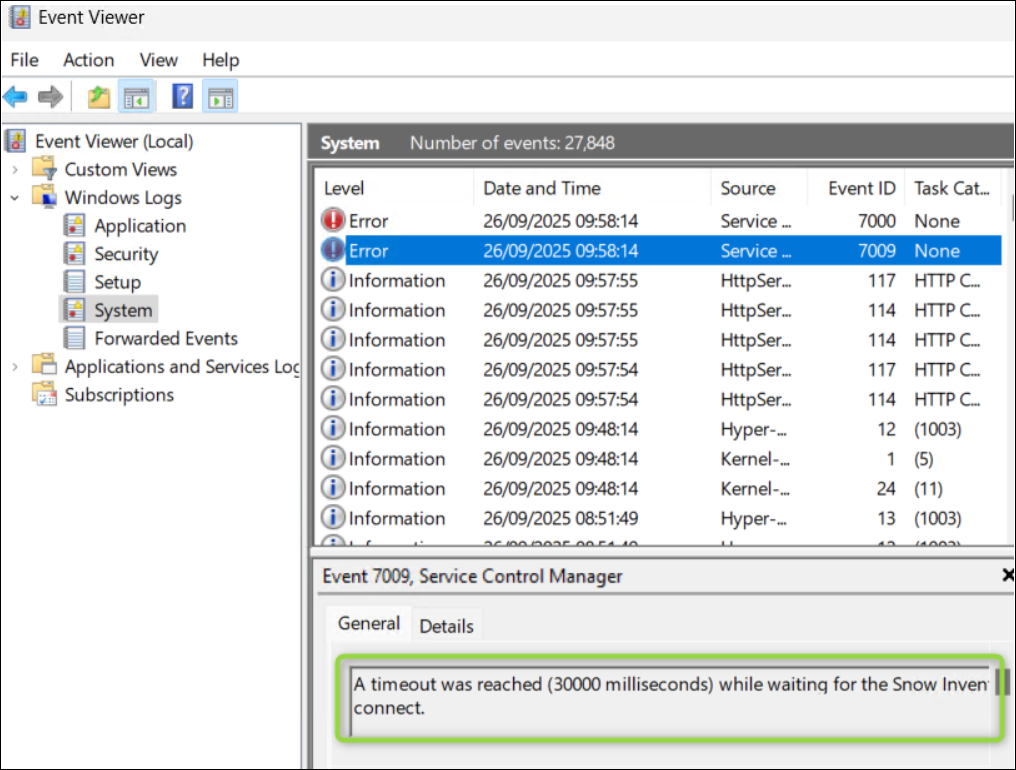 Services fail with Error 1053 and event ID 7000 and 7009 in the Windows ...