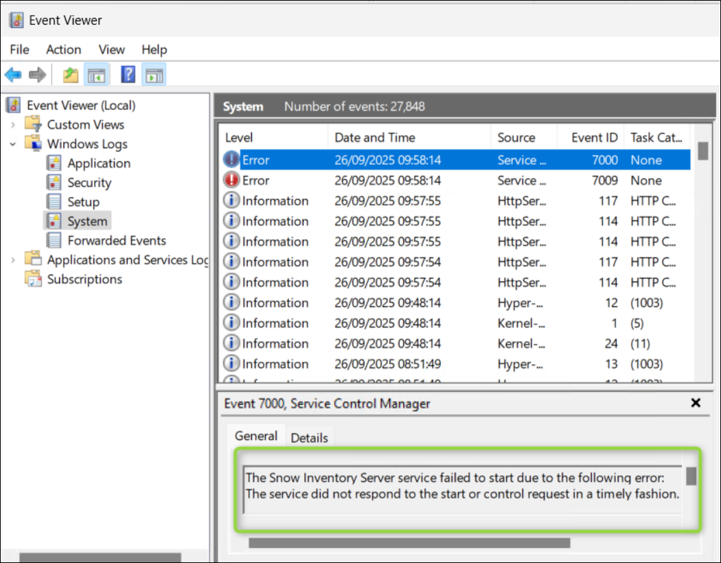Services fail with Error 1053 and event ID 7000 and 7009 in the Windows System Event logs